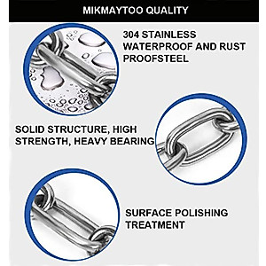 MIKMAYTOO Heavy Duty Stainless Steel Chain 550LB Capacity for Punching Bags Hanging Chair Hammocks Swing Trapeze Yoga (68, 4MM-2 PCS)