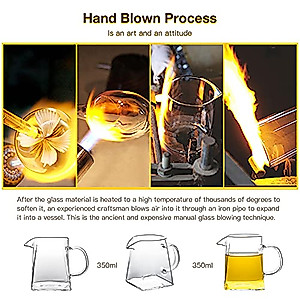 12 oz Pitcher Glass Tea Pitcher Small Glass Pitcher High Temperature Resistant Clear Glass Tea Cup Chinese Kungfu Teaset 350ml Fair Cups with Handle Cha Hai Gong Dao Bei Gongfu Teaware Drinkware