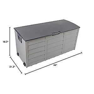 Gerrit All Weather UV Pool Deck Box Storage Shed Bin Backyard Patio Outdoor w/Wheel