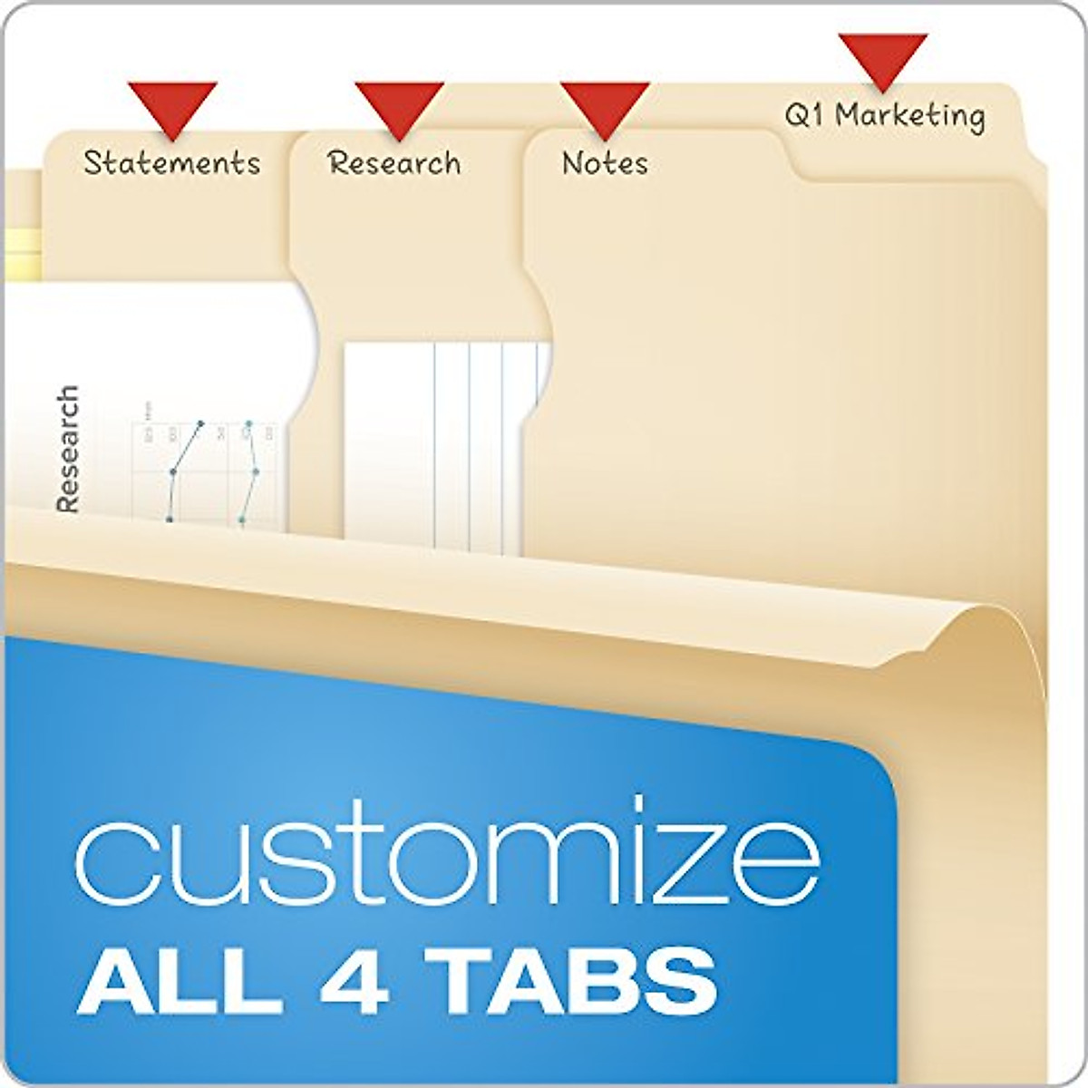 Pendaflex Divide It Up File Folders, Letter Size, Manila, 24/Pack (10770)