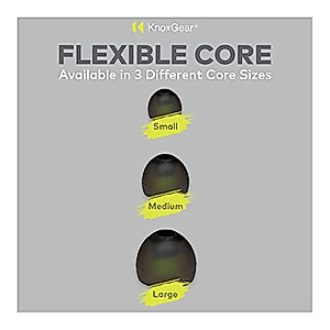 Knox Gear Silicone Earbud Tips Caps Cover for in-Ear Headphones, Replacement Earphone Buds Eartips, 4mm Inside Diameter Removable Washable Earphone Earbuds, Black 3 Pairs (S/M/L) for Compatible fit