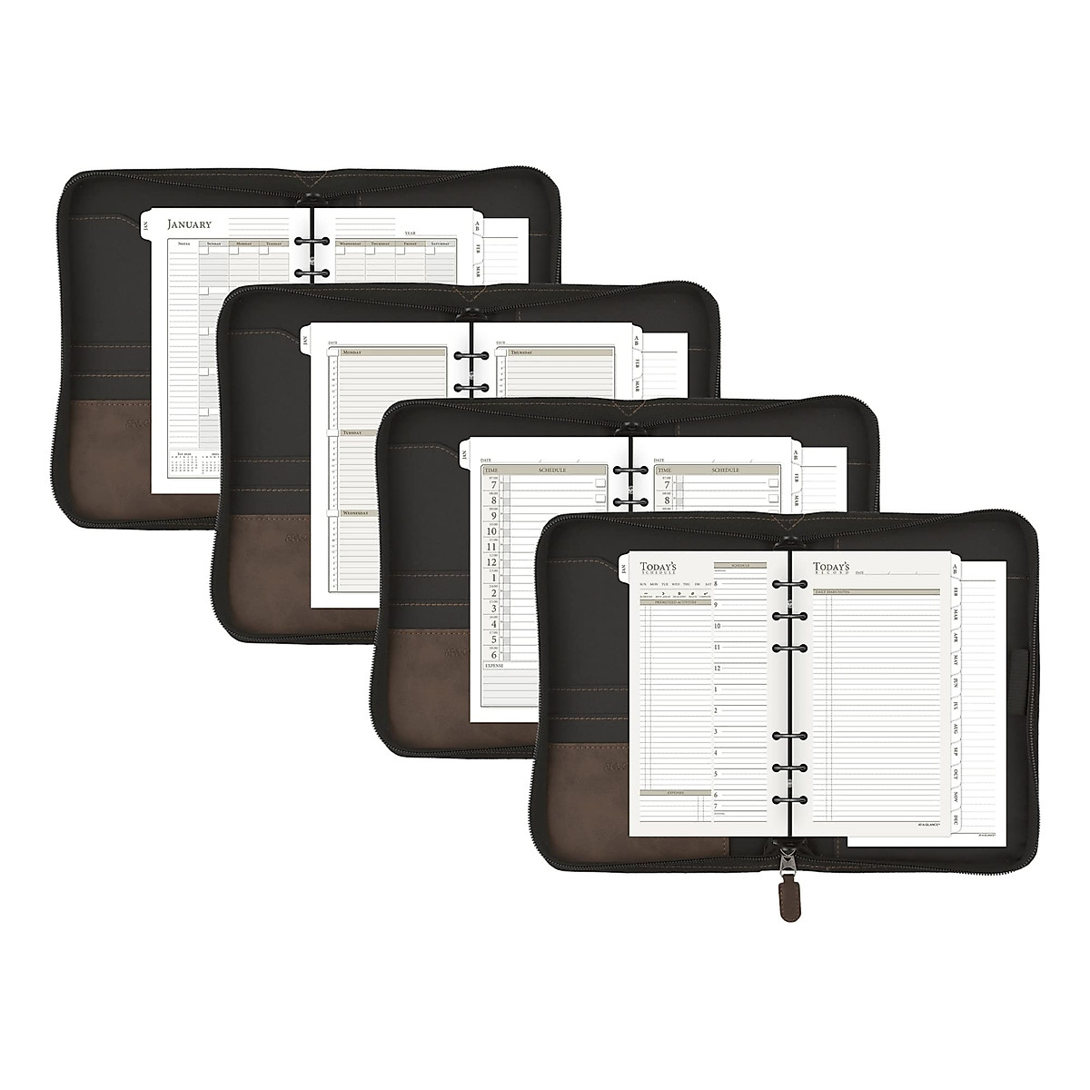 AT-A-GLANCE Simulated Leather Undated Starter Set, D43074 DAY-TIMER, Portable Size, Distressed Brown (033-0140-04)