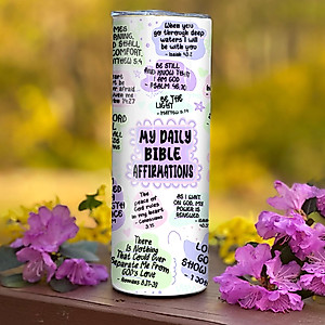 CERMELUS Christian Bible Verse 20oz Skinny Tumbler, Stainless Steel Double Wall Insulated Cup With Lid And Straw Multi, Bible Christian Tumbler Gift, Gifts for Women, Mom, Friend