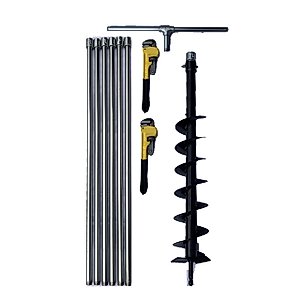LIFE DOOR [with Instructions] Hole Well Digging Tool kit Length 2.36inch Auger Total Length 20.5feet (Extension can be Added) Made of Lightweight Steel Pipe