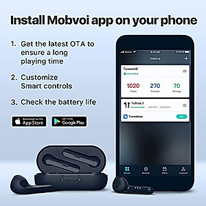 TicPods 2 Pro True Wireless Earbuds TWS Earbud Bluetooth 5.0 Earphones with Dual-Mic Semi-in-Ear Voice Assistant Head Gesture Touch Controls Quick-Commands IPX4 Waterproof 20H Battery, Navy