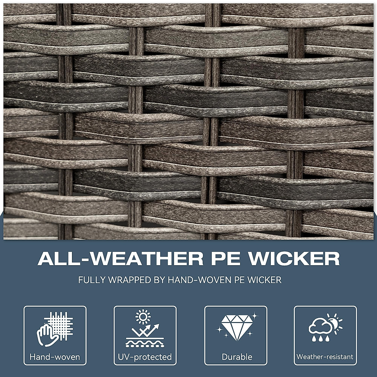 Joyside Outdoor Wicker Coffee Table - Patio PE Rattan Coffee Table with Storage Room Suitable for Garden Patio Deck Porch, Brown