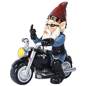 JHWKJS Garden Gnome Riding Motorcycle Funny Outdoor Gnome Decoration Indoor Outdoor Lawn Figurines for Home Yard Décor, Small