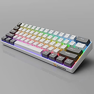 iLovBee i61 Mechanical Keyboard 60 Percent, Wired Hot Swappable Compact RGB Gaming Keyboard, 61 Keys Mini Keyboard with Red Switch for PC/Mac Gamer, Software Supported, Grey-White