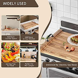 Noodle Board Stove Cover for Gas/Electric Stove Top- Wooden Stove Top Cover for Counter Space- Durable Wood Stove Top Cover Cutting Board -Sink Cover RV Stove Top Cover, Decorative Tray for Kitchen