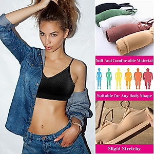 selizo Padded Bralettes for Women, 6 Pcs Sports Bras Women Pack, V Neck Cami Bando Bra Girls, L-XL