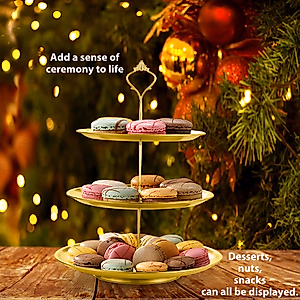 BZVlemon 4 Tier Stainless Steel Cupcake Stand, Gold Metal Serving Tray Cake Holder Cake Stand for Holiday Dessert Table Decorations Birthday Baby Shower Party Wedding (4tier)