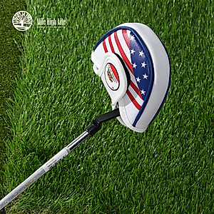 Mile High Life | US States Flag Mallet Putter Cover | Synthetic Leather Golf Head Covers | America Flag Putter Headcover compatible with Odyssey/Taylormade/Scotty Cameron Putters (California)