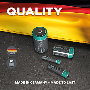 Power ONE LONGLIFE Power C Battery | Long Performing Alkaline Batteries Made in Germany with Up to 10 Years Shelf Life - Pack of 4