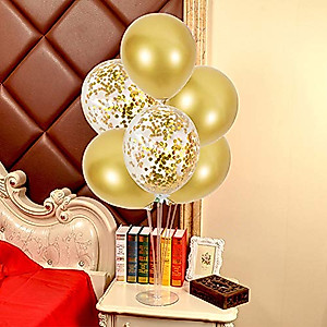 TONIFUL Balloons Stand Kit Table Decorations,2 Set with 14 Sticks, 14 Cups, 2 Base, 16 Gold Balloons for Wedding Graduation 30th 40th 50th 60th 70th 80th 90th 100th birthday table decorations