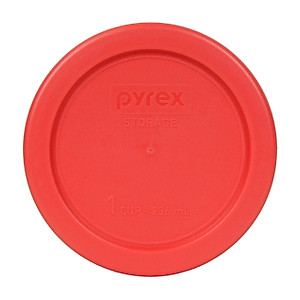 Pyrex 7202-PC Red Round 1 Cup Plastic Storage Lid - 6 Pack