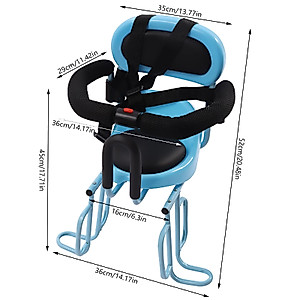 RibasuBB Rear Mounted Kids Bike Seat Attachment for Adult with Cushion,Rear Child Suitable Aged 6 Months to Years,Blue 34.00cm*14.00cm*28.00cm