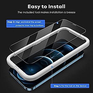 JETech Full Coverage Screen Protector for iPhone 12 Pro Max 6.7-Inch, Tempered Glass Film with Easy Installation Tool, Case-Friendly, HD Clear, 3-Pack