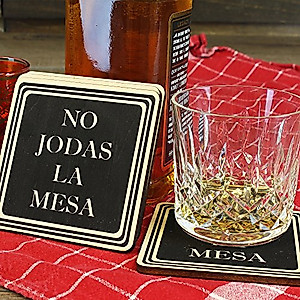Don't F Up The Table Wood Drink Coasters - Great Housewarming Item - Stocking Stuffer - Funny Made in USA - by Wooden Shoe Designs - Set of 4 (Black)