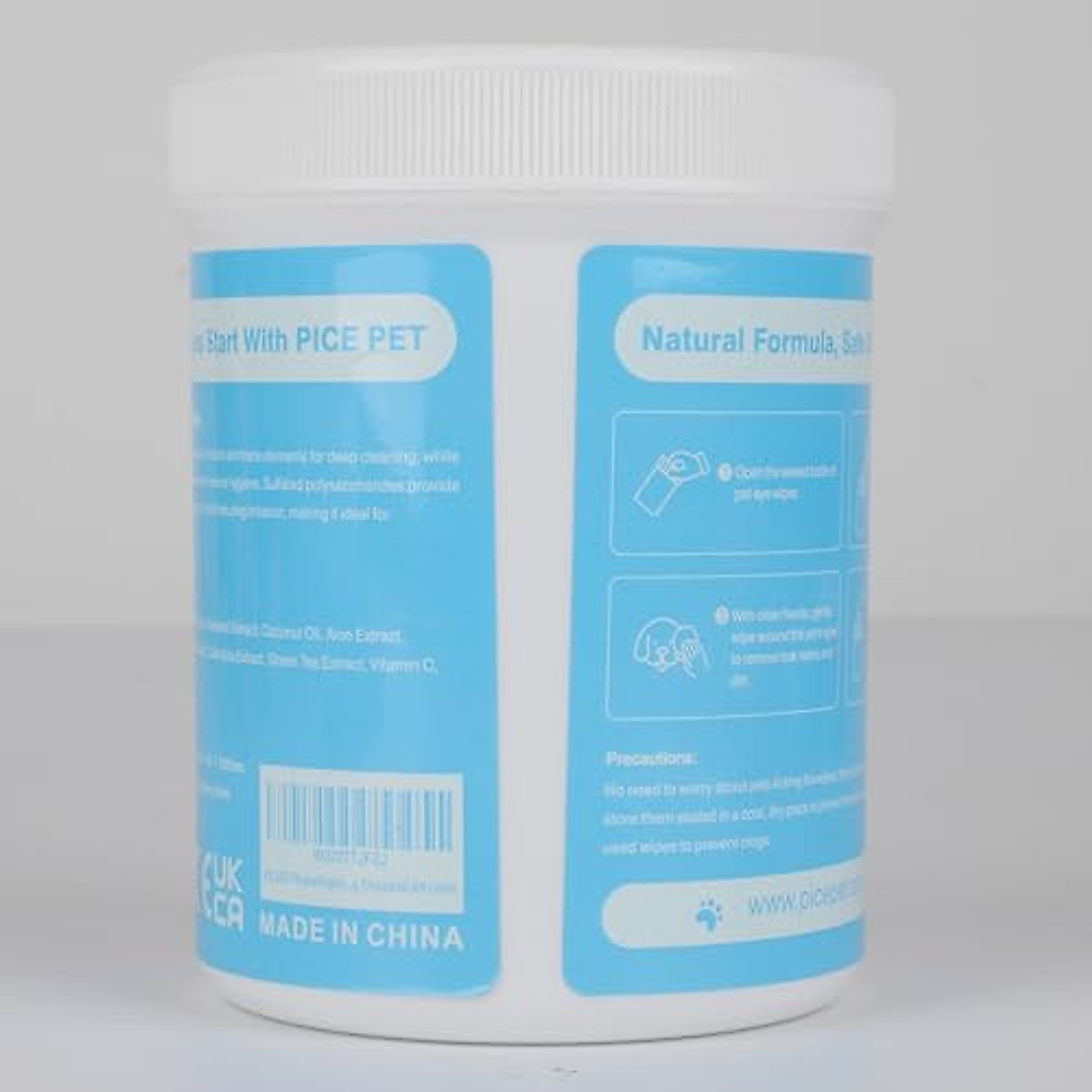 PICE PET Hypoallergenic Eye Wipes for Dog & Cats, Plant-Based Tear Stain Remover for Discharge, Crust, Allergies, Itching, Unscented,100 Count