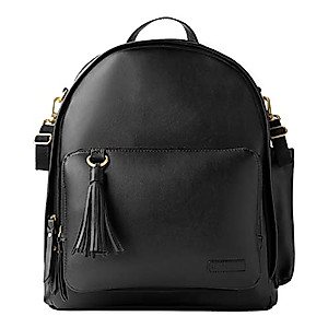 Skip Hop Diaper Bag Backpack: Greenwich Multi-Function Baby Travel Bag with Changing Pad and Stroller Straps, Vegan Leather, Black (Discontinued by Manufacturer)
