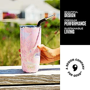 S'well Stainless Steel Tumbler with Straw - 24 Fl Oz - Geode Rose - Triple-Layered Vacuum-Insulated Containers Keeps Drinks Cold for 18 Hot for 5 Hours - BPA-Free Water Bottle