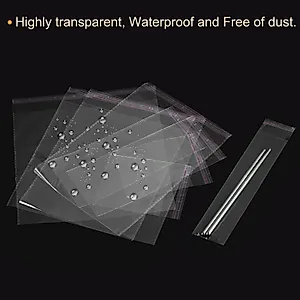 uxcell 100Pcs Clear Cello Bags, 2" x 8" Plastic Self Sealing OPP Cello Treat Bags Cello Poly Bags for Packing Cookies Candy Jewelry Gifts, Clear