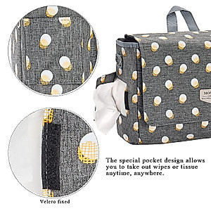 MOMIGO Baby Diaper Caddy Bag - Large Capacity Diaper Caddy Tote Bag Baby Stroller Bag Nursery Storage Bin for Diapers, Wipes & Toys Diaper Bag for Outdoor (Dots)