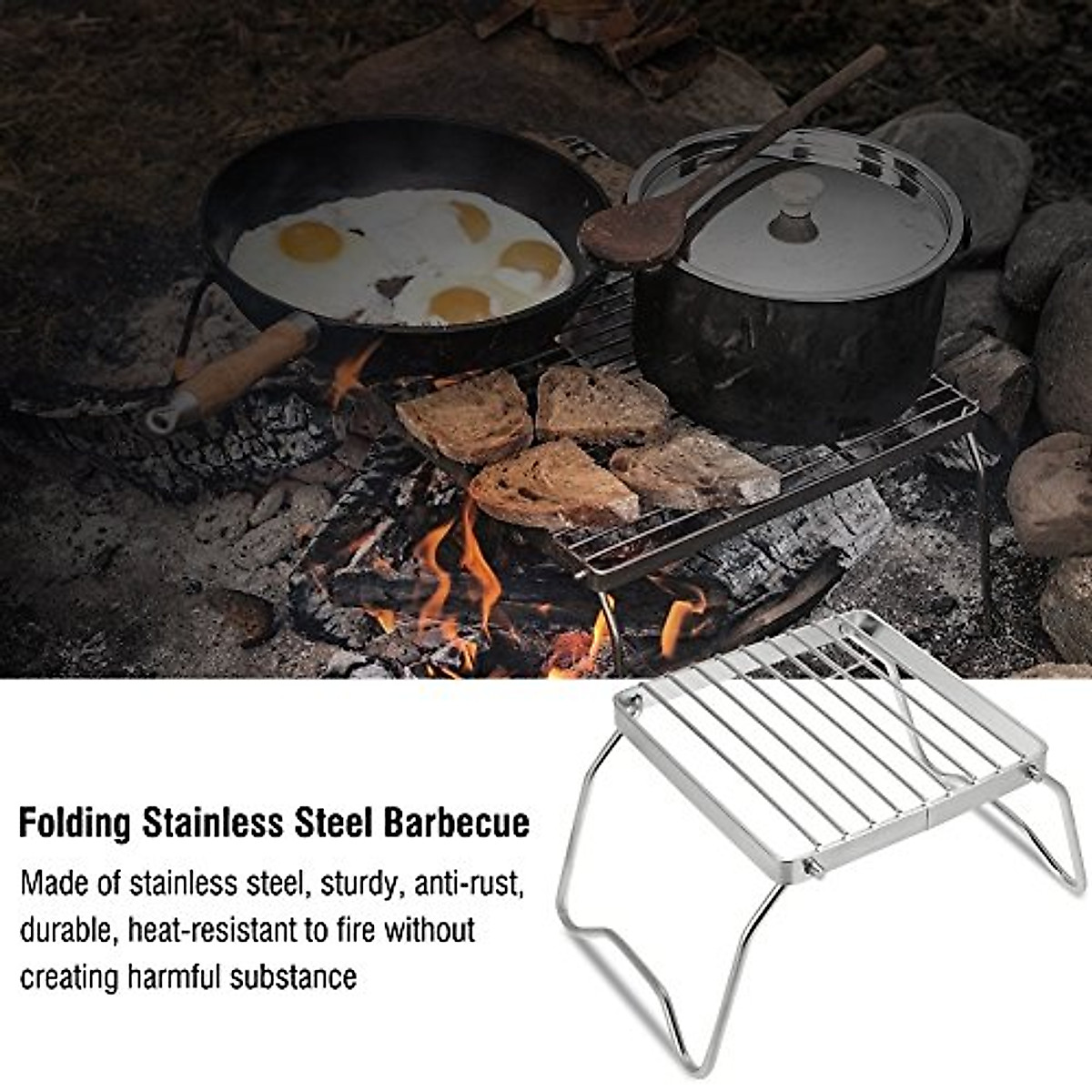 VGEBY Barbecue Grill, Portable Foldable Lightweight Charcoal Grill for Camping Hiking Picnic