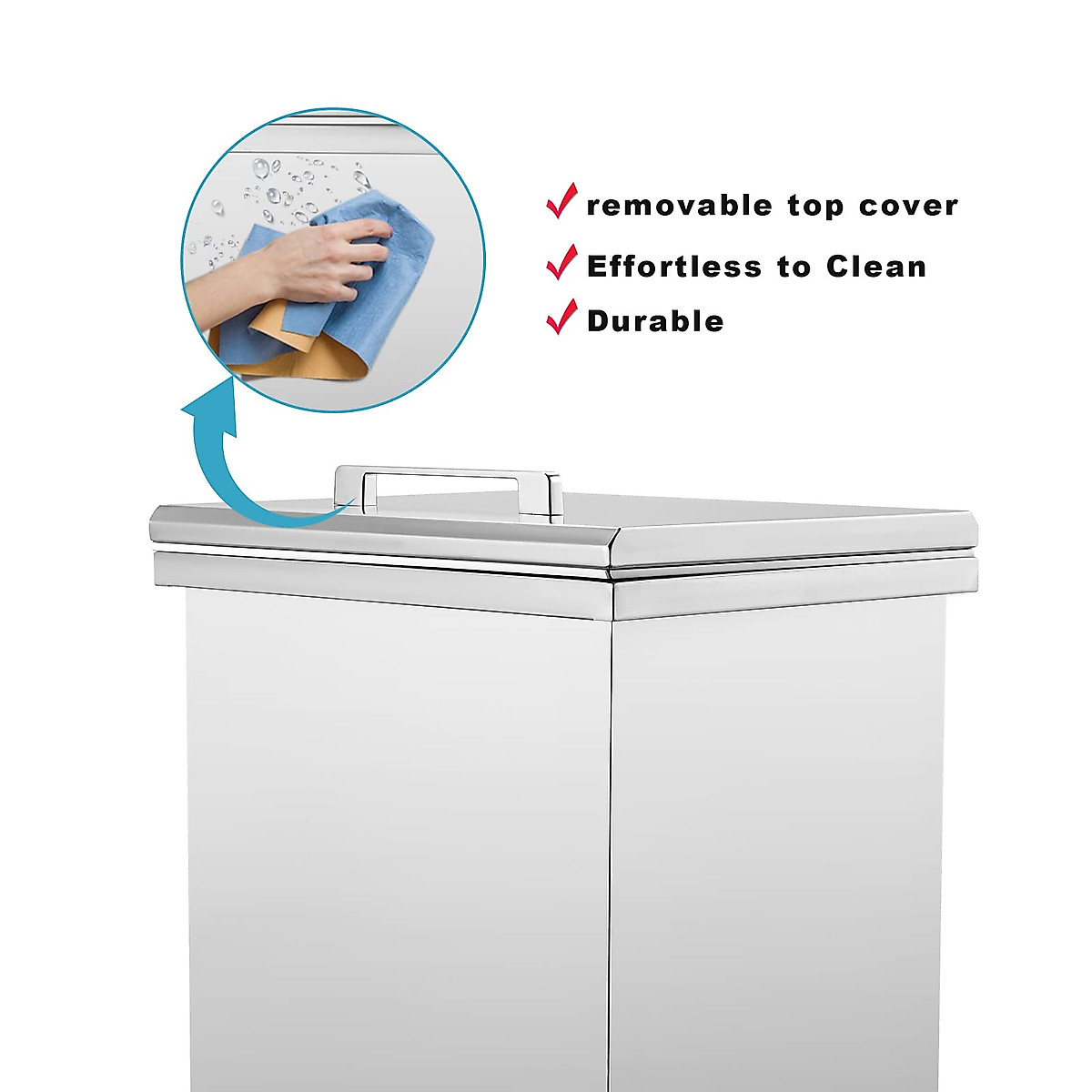 ETE ETMATE Outdoor Drop in Ice Chest W14'' D12'' H20'' Ice Chest Built-in Stainless Steel ice Bucket with Removable lid