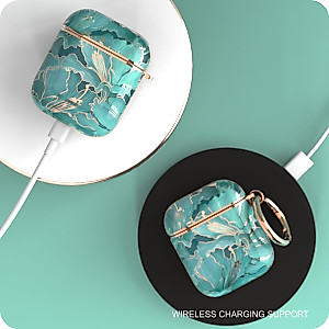 wenew for AirPod Case AirPods 1st & 2nd Generation Hard Case Cover with Keychain for Women Men (Lily)