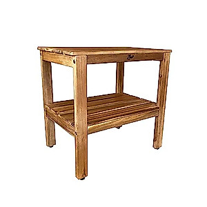 Zen 18" Acacia Shower Bench, Shower Stool, Shower Footrest, Shower Bench with Shelf, Shower Seats and Benches, Shower Stool Wood, Wooden Shower Bench, Shower Chair Wood, Wood Shower Seat