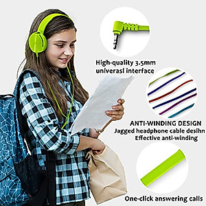 Wensdo 6 Pack Kids Headphones Bulk for School Classroom Students Wired Headsets, Durable Earphones for Children, Library Airplane Online Learning and Travel (6 Mixed Colors)
