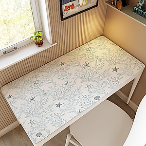 Dviolet Peel and Stick Wallpaper White and Light Blue Contact Paper Coral Wallpaper Coral/Seashell/Starfish Contact Paper Removable Wallpaper for Kids Room Walls 17.3"X 118"