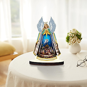 Angel Girl Pattern Diamond Painting Desktop Ornaments Kit for Adults Beginner 5D DIY Diamond Art Tabletop Decorations Special Gem Mosaic Arts Crafts Home Bedroom Table Decor
