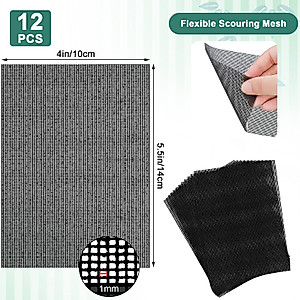 Skyley Flexible Scrubbing Screen Cleaning Mesh for Household 5.5 x 4 Inch Cleaner Toilet Hard Water Ring Remover Scouring Pad Abrasive Grit Cleaning Screen for Remove Carbon, Rust and Scale(12 Pack)
