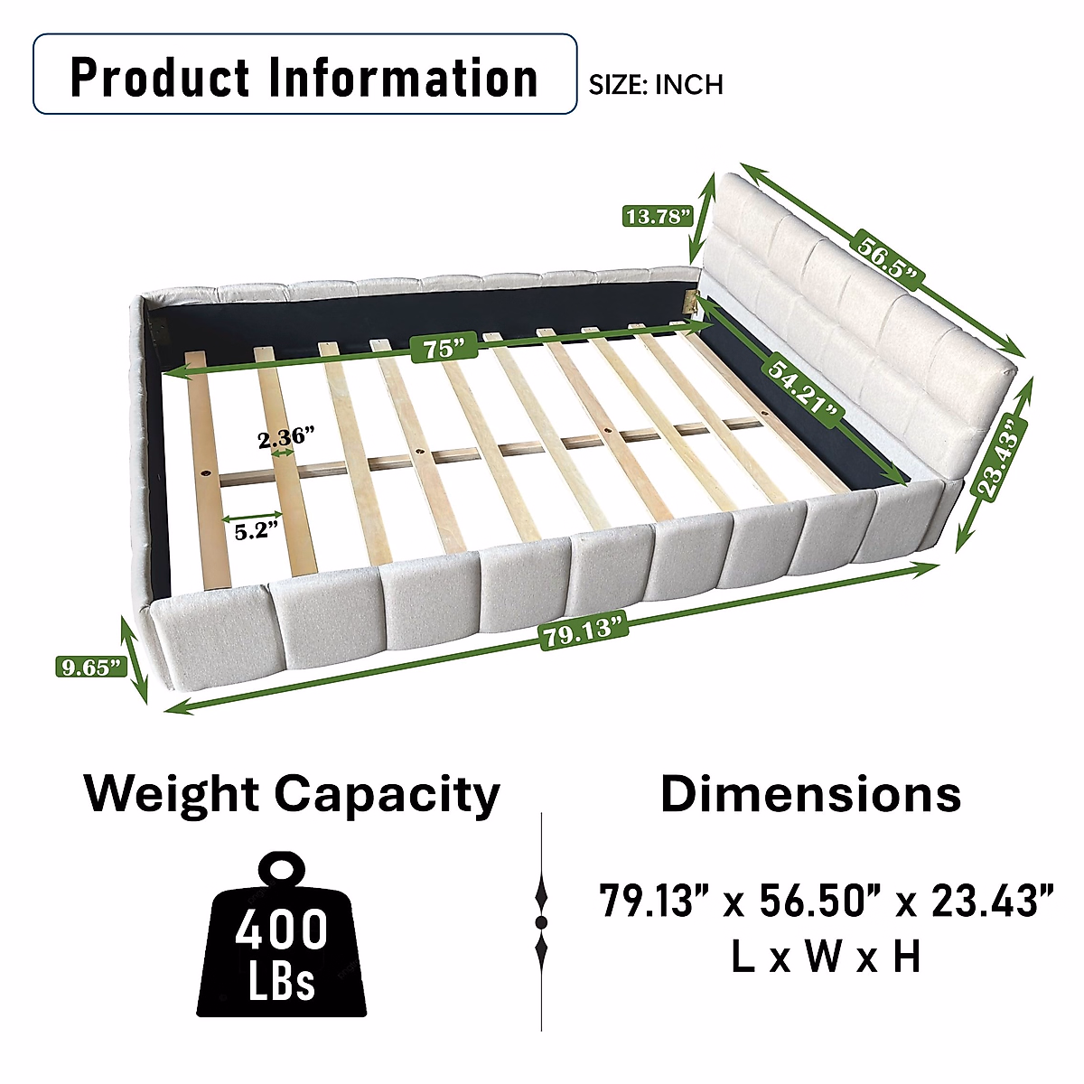 DNYN Full Size Upholstered Platform Bed with Thick Fabric for Kids/Adults,Solid Wood Bedframe w/Wood Slat Support for Small Space,Bedroom,Apartment,Easy Assembly & No Box Spring Needed, Beige