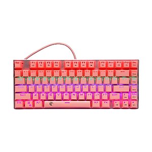 60% Mechanical Keyboard and Gaming Mouse, Mouse Pad Combo. 81 Keys Rainbow Backlit Keyboard (Blue Switch) Pink