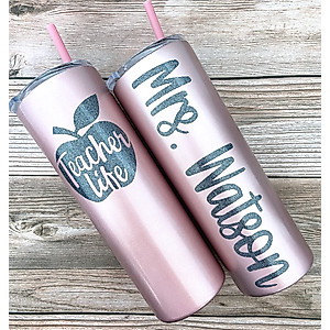 AVITO 20 oz Teacher Tumbler - Personalized Gift for Teacher - Stainless Steel Tumbler with Lid and Straw - Gifts for Teacher - Teacher Life Tumbler - Teacher Gifts
