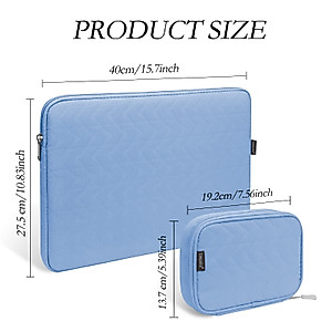 Simpolor Laptop Sleeve,Pearl Cotton Skinny Laptop Case for Slim 15 inch Laptop Tablet iPad Tab,Anti-Scratch 15'' Laptop Case Cover with with Small Pouch, Super Soft Laptop Sleeve, Pearl Blue