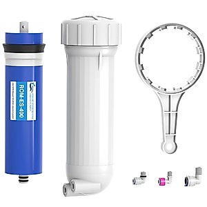 400 GPD RO Membrane Filter Replacement with Reverse Osmosis Membrane Housing, Wrench, 1/4" Quick-Connect Fitting, Check Valve, Fit Under Sink RO Home Drinking Water Filter Filtration Purifier System