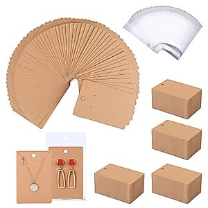 ovsor Earring Display Cards - 3.5 x 2.4 Inches Earring Cards with Packaging Bags for Earrings Necklace Jewelry Cards