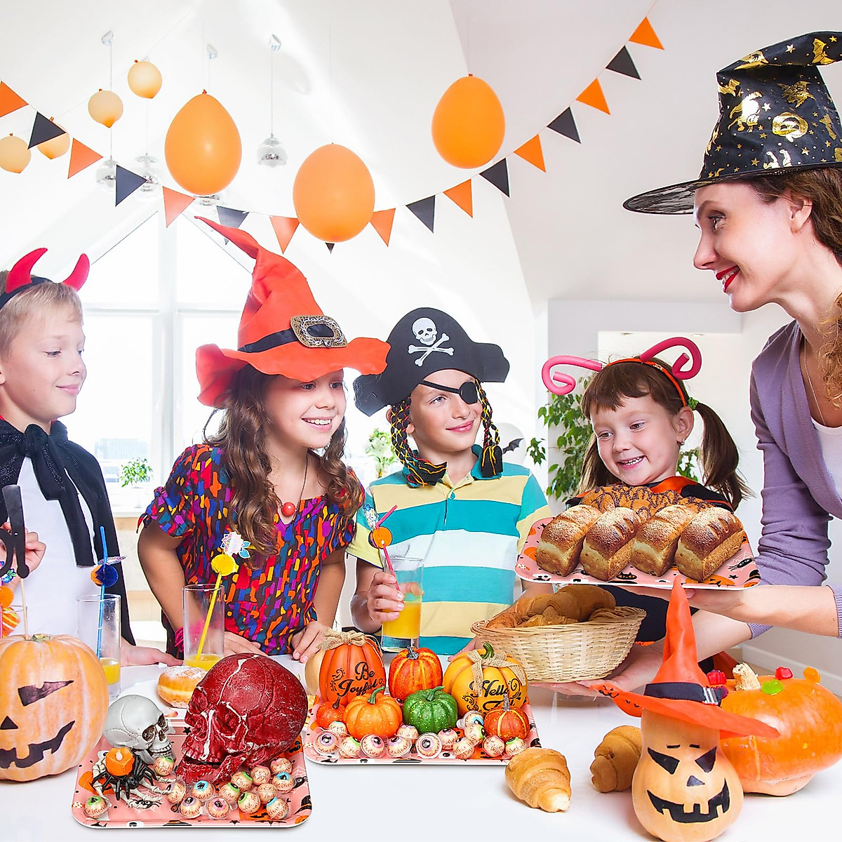 Jingmore 3 Pack Halloween Serving Trays 13 x 10 Inch Reusable Melamine Serving Platter Halloween Food Tray Halloween Snack Tray Halloween Pumpkin Ghost Spider Serving Tray Cute Birthday Party Supplies