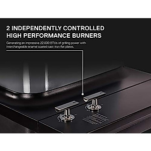 Everdure FORCE 2 Burner Gas Grill, Liquid Propane Portable BBQ Grill with Die-Cast Aluminum Body and Fast-Ignition Technology, 388 Square Inches of Grilling Surface, Adjustable Height, Graphite