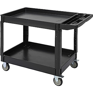 Service Cart 2-Shelf, Storage Handle, 500 lbs Capacity, for Warehouse/Garage/Cleaning/Manufacturing，45"X25"
