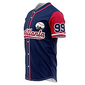 Ouwonkin Men's #99 Baseball Jersey, Women's Baseball Shirts, 90S Hip Hop Short Sleeve Jerseys for Party, Red Blue XL