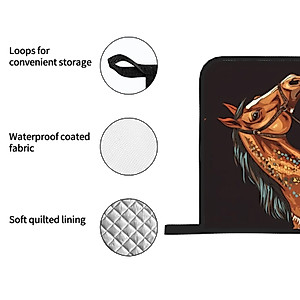 Oven Mitts and Pot Holders Set of 4 Brown Horse Print Kitchen Oven Glove Fashion Heat Resistant Oven Gloves Set for BBQ Grill Baking Cooking Oven Microwave