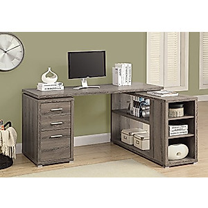 Monarch Specialties Hollow-Core Left or Right Facing Corner Desk, Dark Taupe