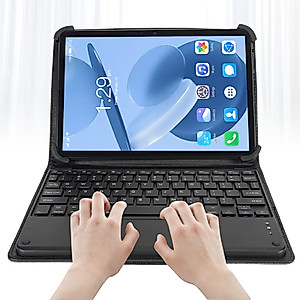 DAUERHAFT 10.1 Inch 2 in 1 Tablet, Black Dual Speakers 5GWIFI Support Front 8MP Rear 16MP Tablet 100‑240V for Studying (US Plug)