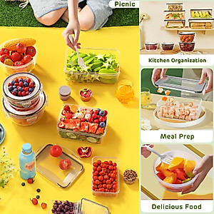 JSCARES 40 PCS Food Storage Containers with Lids Airtight (20 Lids &20 Containers) - Leakproof Meal-Prep Containers for Kitchen Storage Reusable Plastic Microwave/Dishwasher Safe with Labels & Pen