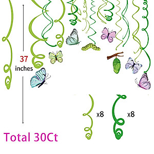 Spring Butterfly Party Supplies Hanging Swirl Decorations for Girls,Boys,Kids Home,Classroom,Baby Showers,Bridal Shower（30CT）